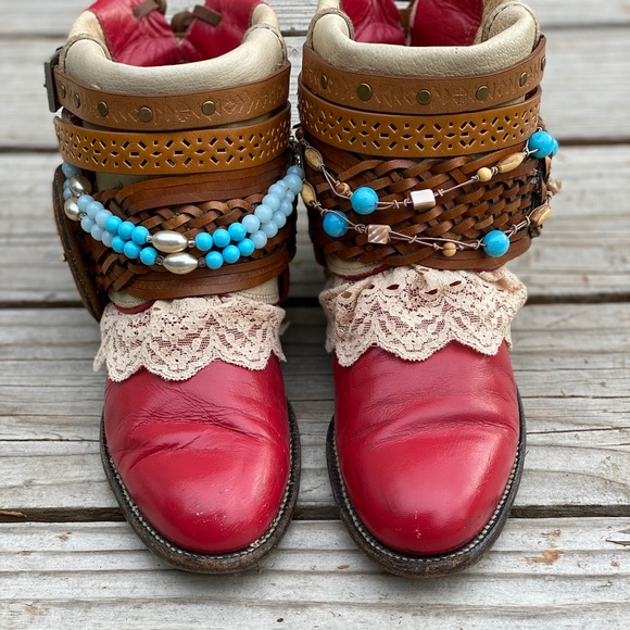 Shoes | Red Roper Style Cowboy Boots Sz 8 Boho Ankle Boots | Poshmark
